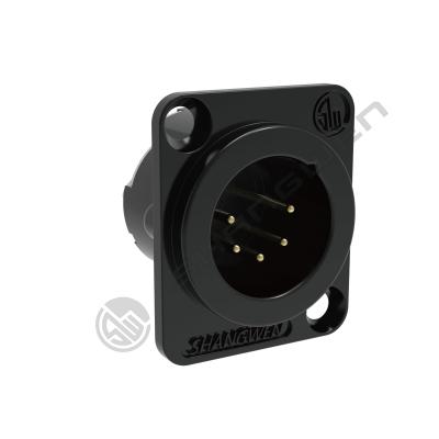 China Mini 5-Pin XLR Male Audio Connector IP40 Indoor Shell with Gold Contacts Black Microphone Audio Cable Connector Plug for sale