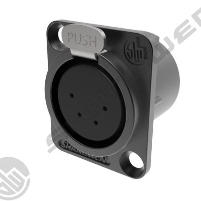 China Black XLR Audio Video Female Connectors 4-Pin 4-Pole Plug Socket Zinc Alloy Housing Indoor IP40 Protection for sale