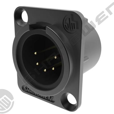 China High Quality Mini 5-Pin XLR Male Audio Connector IP40 Zinc Alloy Shell in Gold Indoor Microphone Audio Cable Plug in Black for sale