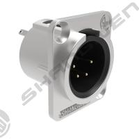 China IP40 Indoor 4Pin  XLR Male Plug Male Socket Connector Panel Mount Zinc Alloy Shell Copper Contacts Silver  Black Housing for sale