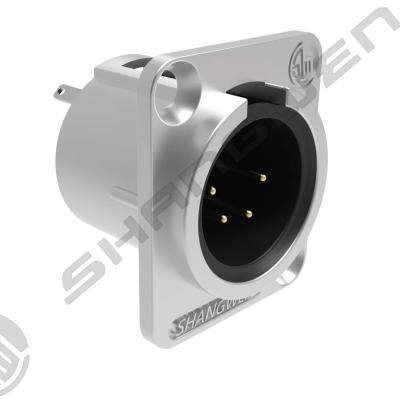 China IP40 Indoor 4Pin  XLR Male Plug Male Socket Connector Panel Mount Zinc Alloy Shell Copper Contacts Silver  Black Housing for sale