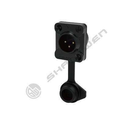 China High Quality Black Outdoor Waterproof Ip65 Male Socket Audio XLR Connector 3 Pin for sale