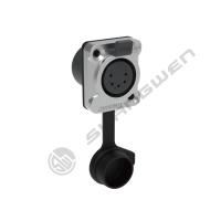 China Outdoor Audio Waterproof 5-Pin XLR Female Jack Socket Connector Panel Mount with Sealed Rubber Jacket for Power Applications for sale