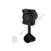 China Outdoor Audio Waterproof 5-Pin XLR Female Jack Socket Connector Panel Mount with Sealed Rubber Jacket for Power Applications for sale