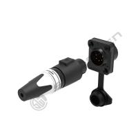 China Outdoor Audio Waterproof 5-Pin XLR Female Jack Socket Connector Panel Mount with Sealed Rubber Jacket for Power Applications for sale