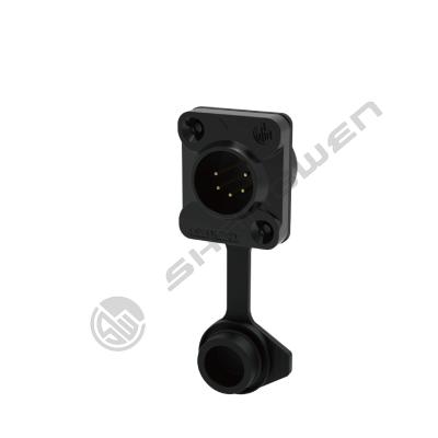 China Outdoor Audio Waterproof 5-Pin XLR Female Jack Socket Connector Panel Mount with Sealed Rubber Jacket for Power Applications for sale