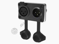 China Outdoor 2-XLR 3-Pin Female  Metal AV XLR 3 Pole Male Socket Connector 3 Pin Panel Mount XLR Socket Outdoor AV Equipment IP65 for sale