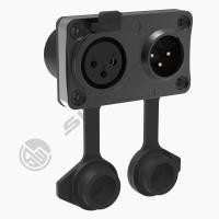 China Outdoor 2-XLR 3-Pin Female  Metal AV XLR 3 Pole Male Socket Connector 3 Pin Panel Mount XLR Socket Outdoor AV Equipment IP65 for sale