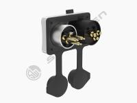 China Outdoor 2-XLR 3-Pin Female  Metal Silver XLR 3 Pole Male Socket Connector XLR 3 Pole Female and Male Combination 2 In1 IP65 for sale