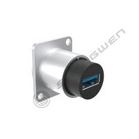 China 9Pin Shielded Dustproof Double Port USB Type A/B 3.0 Data Cable ConnectorUSB Panel Socket Female Seat Water Proof Metal for sale