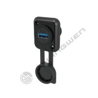 China 9Pin Shielded Dustproof Double Port USB Type A/B 3.0 Data Cable ConnectorUSB Panel Socket Female Seat Water Proof Metal for sale