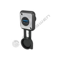 China 9Pin Shielded Dustproof Double Port USB Type A/B 3.0 Data Cable ConnectorUSB Panel Socket Female Seat Water Proof Metal for sale