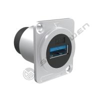 China 9Pin Shielded Dustproof Double Port USB Type A/B 3.0 Data Cable ConnectorUSB Panel Socket Female Seat Water Proof Metal for sale