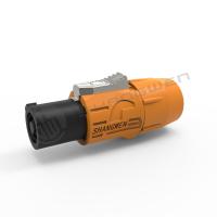 China Outdoor IP65 Waterproof Powercon Connector 20A 250V 3-Pin Male Plug Female Chassis Socket Yellow Input LED Display Connector for sale