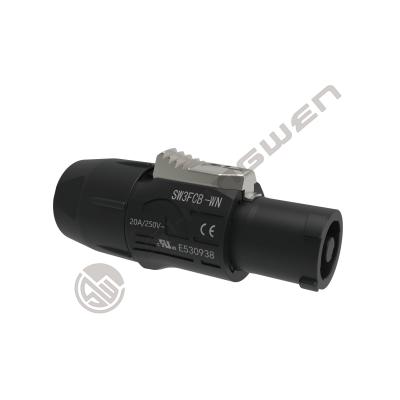 China Ip65 Outdoor Triple Core Waterproof AC Power Adaptor Lockable Plastic and Alloy Male and Female Connectors for LED Display for sale