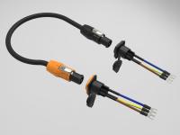 China Outdoor Orange Black Powercon Cable IP65 3 Pole Power In/Out Connectors Female for LED Screen Copper Conductor Industrial for sale