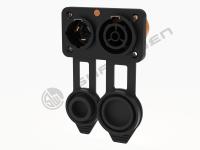 China IP65 Outdoor Triple Core 2-in-1 Electrical Connection Lockable PowerCON TRUE1 Chassis Connector with Male Female Pins for sale