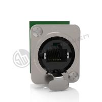 China D-Shape Panel Mount Ethercon Ethernet RJ-45 Chassis Connector Indoor Cat 5e 8P Pins LED Application Network Signal D-RJ45 for sale