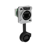China Industrial Ethernet Panel Mount Straight Socket Outdoor signal 8 Pin Rj45 Waterproof Female Ethernet Chassis Connector IP65 for sale