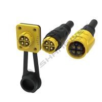 China M19 Series Industrial 4 Pin Female Male Plug Power Connector Push-Pull Self-Locking Waterproof IP68 Front Mount Connectors for sale