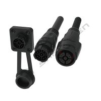 China Self-locking Black Connection Industrial 9 Pin Cross Female Male Plug signal Connector M19 Self Locking 9 Core Panel for sale