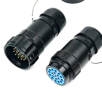China 19-Core Male Female Aviation Plug Gold-Plated Copper Needle Stage Light Signal  Waterproof Plug with Distribution Box for sale