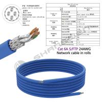 China Blue Rj45 CAT6A 24AWG SFTP Soft Network Cable 100% Oxygen-Free Copper 4-Pair Multiple Copper Twist UL CE 305M Soft Cat6a Cable for sale