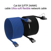 China Blue Rj45 CAT6A 24AWG SFTP Soft Network Cable 100% Oxygen-Free Copper 4-Pair Multiple Copper Twist UL CE 305M Soft Cat6a Cable for sale