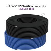 China Blue Rj45 CAT6A 24AWG SFTP Soft Network Cable 100% Oxygen-Free Copper 4-Pair Multiple Copper Twist UL CE 305M Soft Cat6a Cable for sale