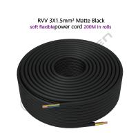 China 3*1.5mm²  Black Power Cord CE CCC VDE RVV Power Cord 3 Core Flame Retardant H05RR-F 300/500V Soft Bare Copper Power Cord for sale