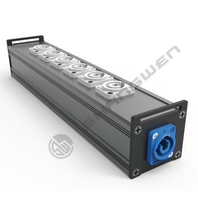China 6-Channel PowerCON Outdoor Power Distribution Equipment PowerCON 4 6 Sockets IP44 Level Copper Contact Audio Output for sale