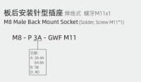 China Industrial Grade M8 Male Back Mount Socket(Solder,Screw M11*1) IP67 for sale