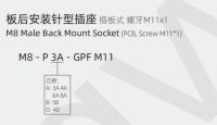 China Industrial Grade M8 Male Back Mount Socket(PCB,Screw M11*1) IP67 for sale