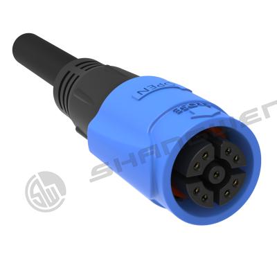 China M19 Series Push-pull Self-locking Blue Connection Industrial 9 Pin Cross Female Male Plug signal Connector for sale