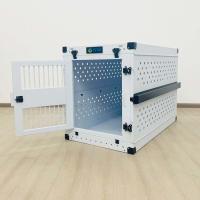 China Portable White Aluminum Collapsible Single Dog Crate Box Folding Pet Carrier for sale