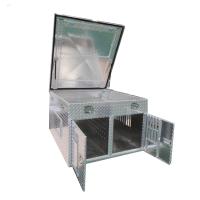 China Diamond Plate Aluminum Double Dog Box With Storage Compartment for sale
