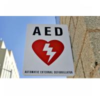 China Marked 2 Way Flat AED Wall Sign , 90 Degree Sign Of AED 254x177mm for sale