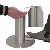 China Stainless Steel Round Tube Foot Pedal Active Sanitiser Dispenser Stand Universal Sanitizer Pedal Operated Stand for sale