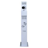 China Big Vloume 5L Steel Manual Gel Sanitizer Dispenser Stand With Sign for sale