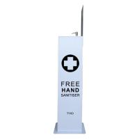 China Big Vloume 5L Steel Manual Gel Sanitizer Dispenser Stand With Sign for sale