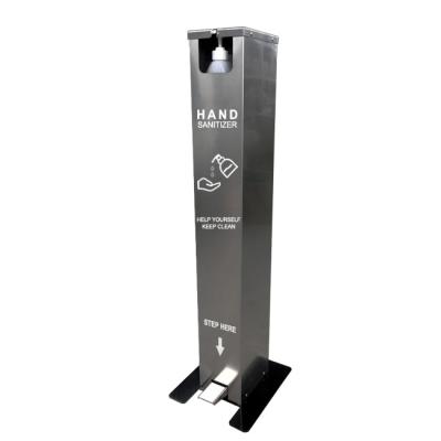 China Large Volume 1 Gallon Touchless Stainless Steel Pedal Pump Hand Sanitizer Dispenser Free Stand for sale