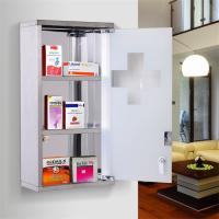 China Lockable Stainless Steel Wall Mounted First Aid Medicine Cabinet with 2 Shelves and Glass Door for sale