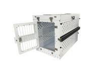 China Large White Aluminum Collapsible Dog Kennel Box Steel Folding Animal Cage for sale