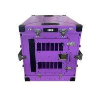 China Pet Medium Aluminum Collapsible Dog Box Metal Foldable Purple Color 30 Inch for sale