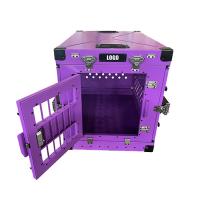 China Pet Medium Aluminum Collapsible Dog Box Metal Foldable Purple Color 30 Inch for sale