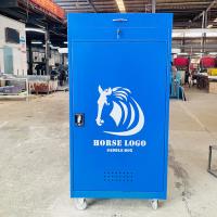 China Steel Blue White Saddle Box Tack Locker For Horse Equipment Storage for sale