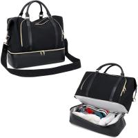 China Women'S Mens Leather Duffel Travel Bag  With Trolley Sleeve 17.3x14.5x8.3