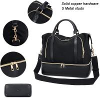 China Women'S Mens Leather Duffel Travel Bag  With Trolley Sleeve 17.3x14.5x8.3