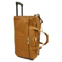 China 24 Inch Genuine Leather Duffel Travel Overnight Weekend Leather Bag Telescoping Trolley Handle for sale