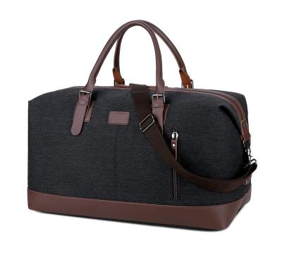 China Large Capacity Travel Duffel Bag Leather Black Canvas Shoulder Crossbody Weekend for sale